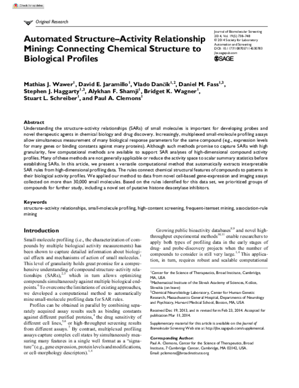 (PDF) Automated Structure–Activity Relationship Mining: Connecting ...