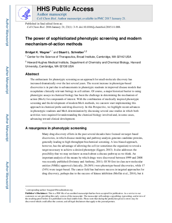 (PDF) The Power of Sophisticated Phenotypic Screening and Modern ...