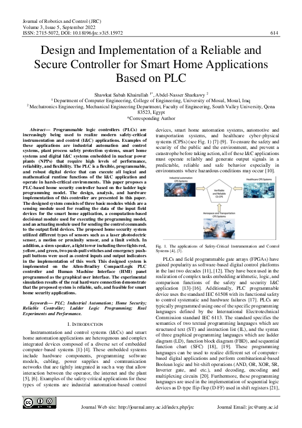 (PDF) Design and Implementation of a Reliable and Secure Controller for Smart Home Applications ...