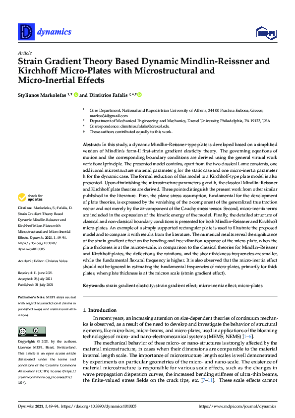 (PDF) Strain Gradient Theory Based Dynamic Mindlin-Reissner and ...