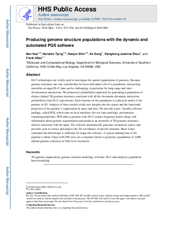 (PDF) Producing genome structure populations with the dynamic and ...