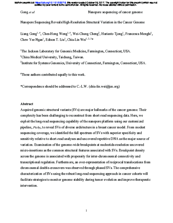 (PDF) Nanopore Sequencing Reveals High-Resolution Structural Variation ...