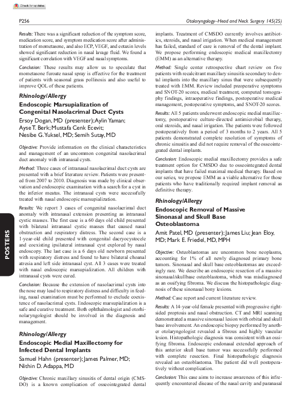 (PDF) Endoscopic Marsupialization of Congenital Nasolacrimal Duct Cysts