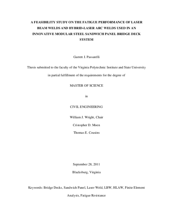 (PDF) A Feasiblity Study on the Fatigue Performance of Laser Beam Welds ...