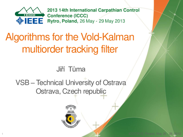 Pdf Algorithms For The Vold Kalman Multiorder Tracking Filter