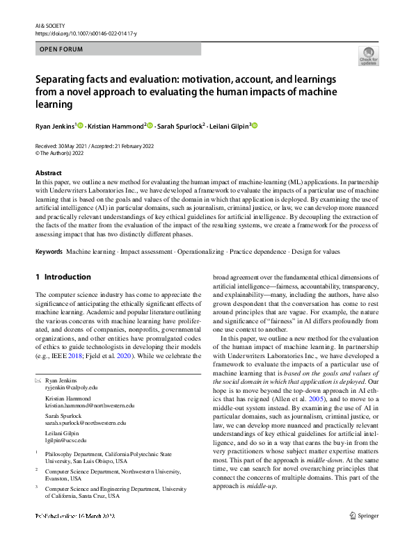 (PDF) Separating facts and evaluation: motivation, account, and learnings from a novel approach ...