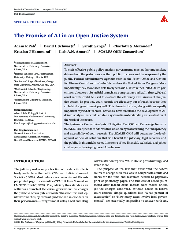 (PDF) The Promise of AI in an Open Justice System