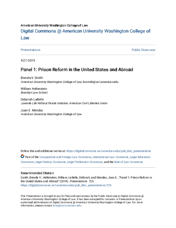 (PDF) Panel 1: Prison Reform in the United States and Abroad