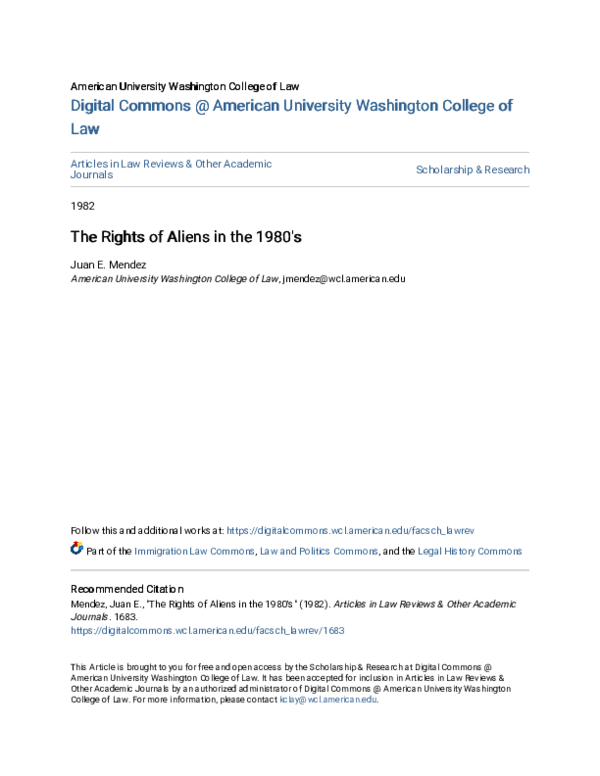 (PDF) The Rights of Aliens in the 1980\u27s