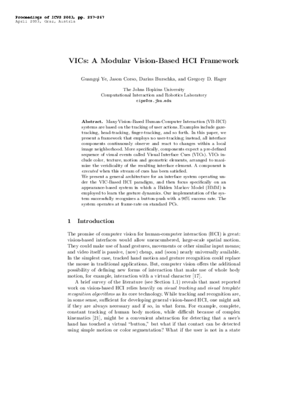 (PDF) VICs: A Modular Vision-Based HCI Framework