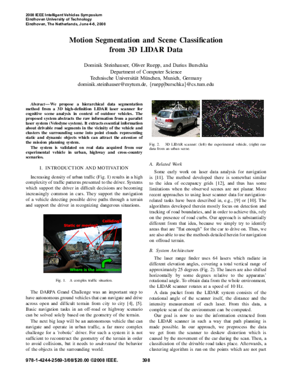 Pdf Motion Segmentation And Scene Classification From 3d Lidar Data