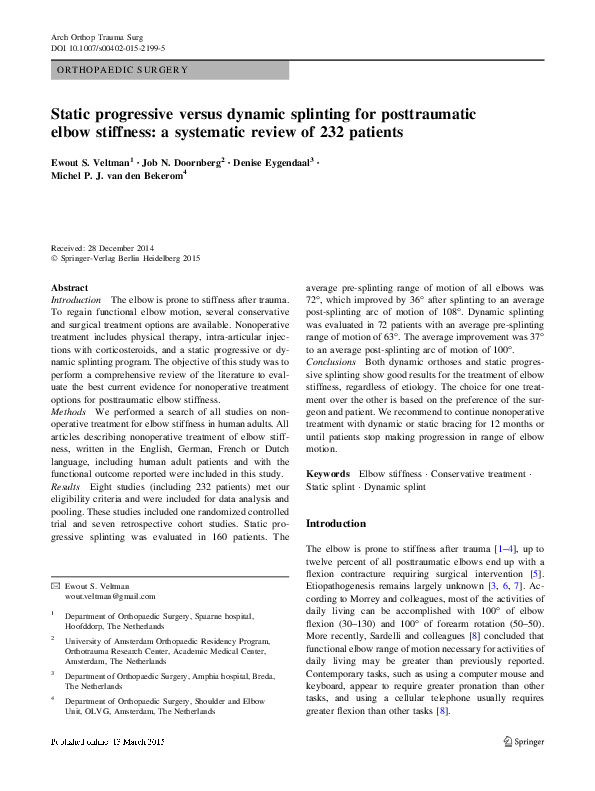 (PDF) Static progressive versus dynamic splinting for posttraumatic ...