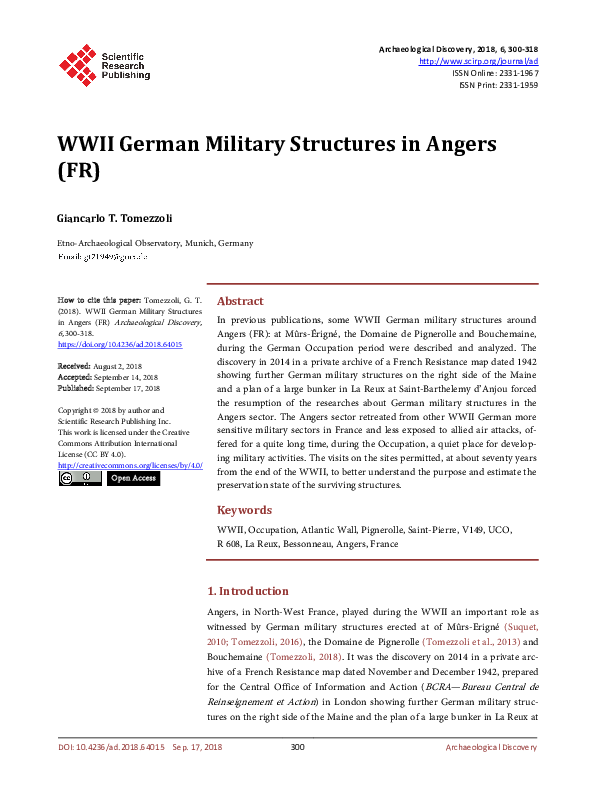 (PDF) WWII German Military Structures in Angers (FR)