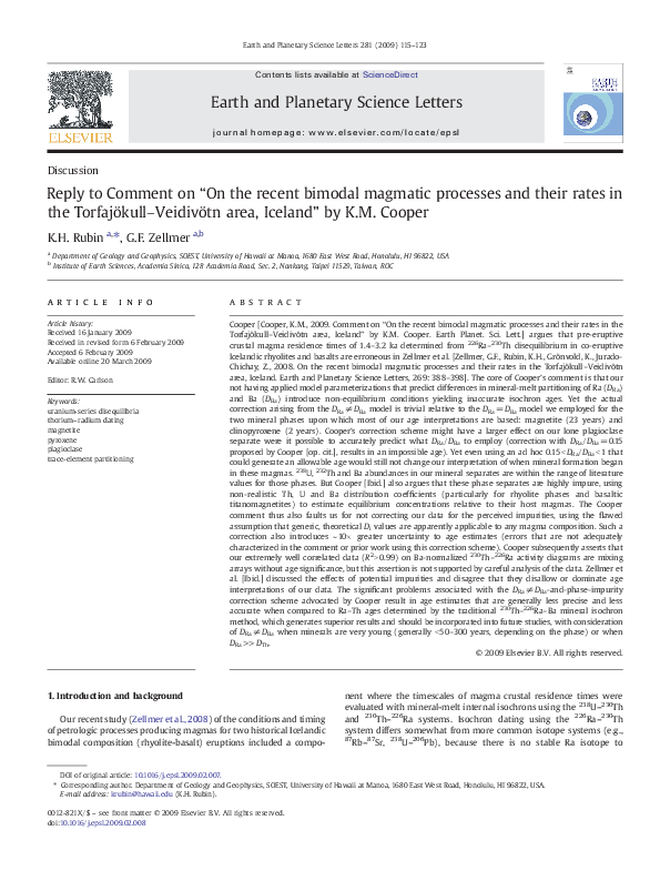 (PDF) Earth and Planetary Science Letters | Ra Ba - Academia.edu