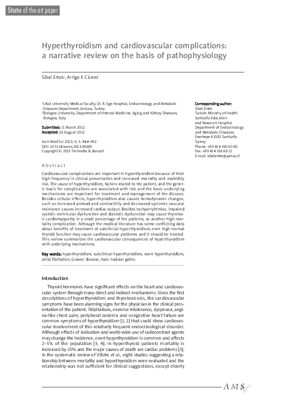 (PDF) State of the art paper Hyperthyroidism and cardiovascular ...
