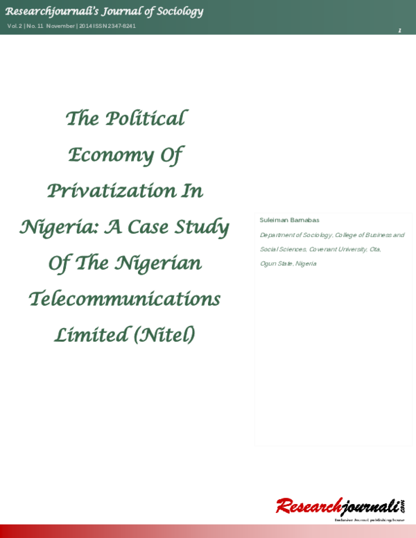 (PDF) The Political Economy Of Privatization In Nigeria: A Case Study ...