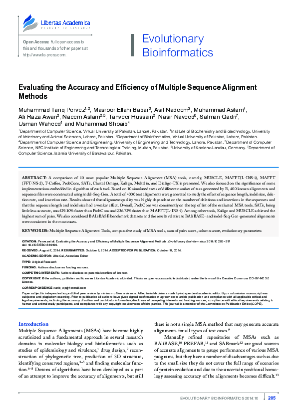 (PDF) Evaluating the accuracy and efficiency of multiple sequence ...