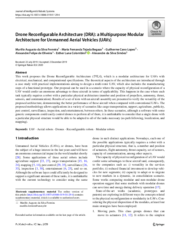 Pdf Drone Reconfigurable Architecture Dra A Multipurpose Modular