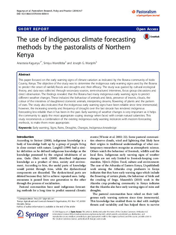 (PDF) The use of indigenous climate forecasting methods by the ...