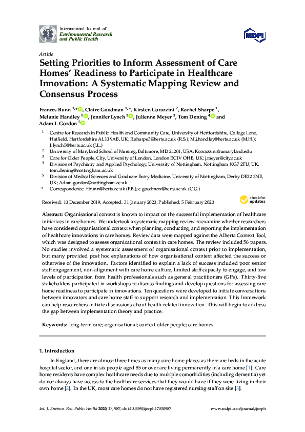 (PDF) Setting Priorities to Inform Assessment of Care Homes’ Readiness ...