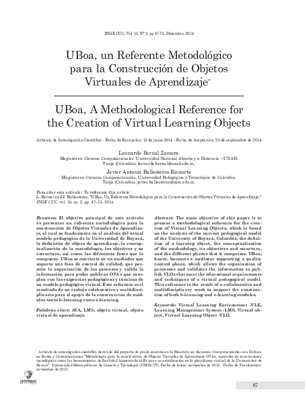 (PDF) UBoa, un Referente Metodológico para la Construcción de Objetos Virtuales de Aprendizaje ...