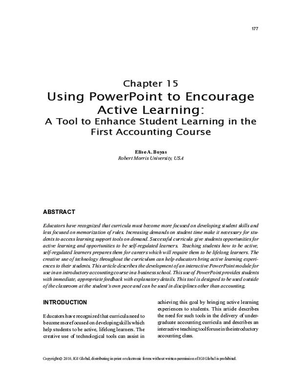 (PDF) Using PowerPoint to Encourage Active Learning