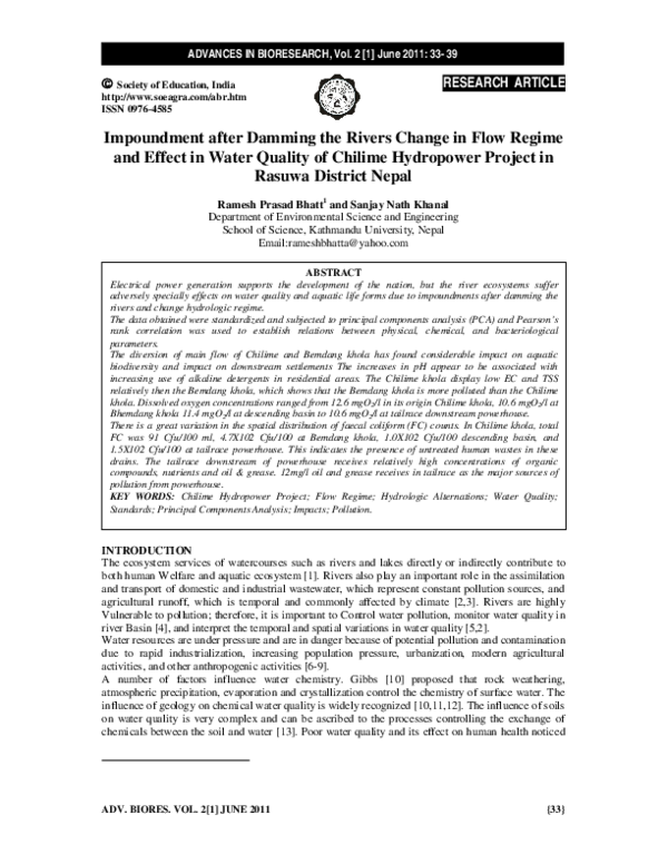 (PDF) Impoundment after Damming the Rivers Change in Flow Regime and ...