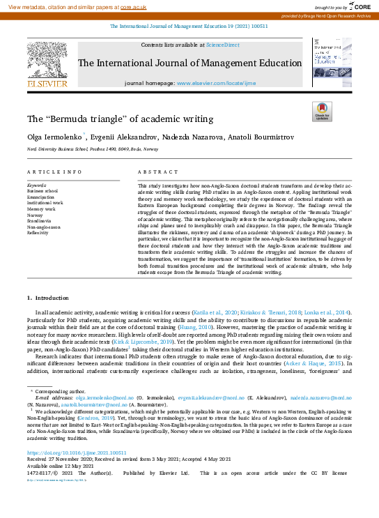 (PDF) The “Bermuda triangle” of academic writing