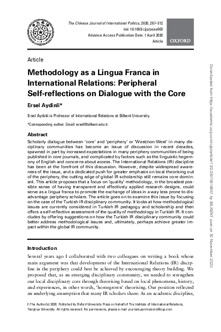 (PDF) Methodology as a Lingua Franca in International Relations ...