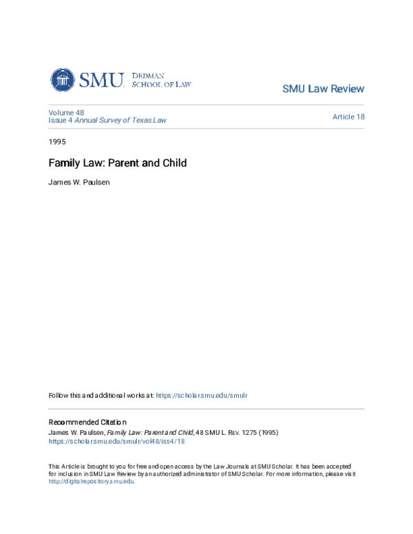 (PDF) Family Law: Parent and Child