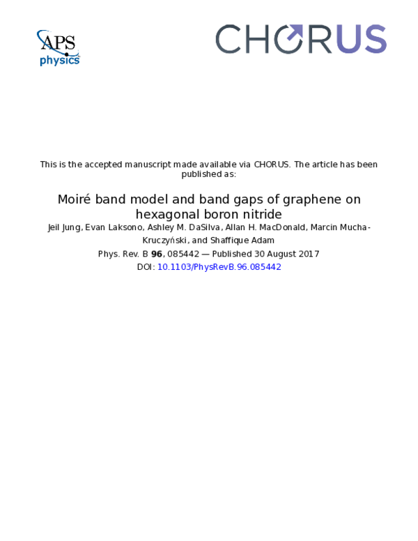 (PDF) Moiré band model and band gaps of graphene on hexagonal boron nitride