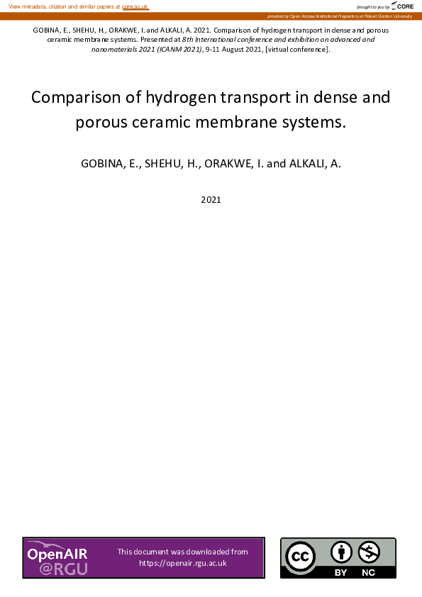 (PDF) Comparison of hydrogen transport in dense and porous ceramic ...