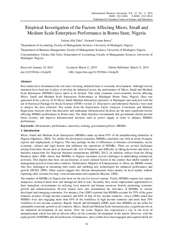 (PDF) Empirical Investigation of the Factors Affecting Micro, Small and Medium Scale Enterprises ...