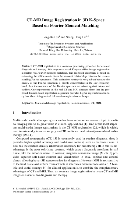 (PDF) CT-MR Image Registration in 3D K-Space Based on Fourier Moment Matching