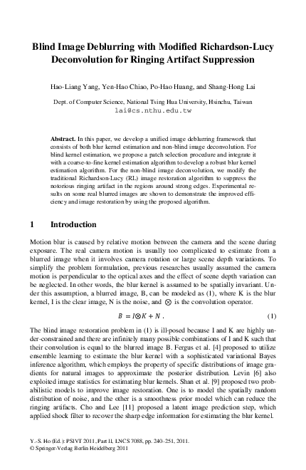 (PDF) Blind Image Deblurring with Modified Richardson-Lucy Deconvolution for Ringing Artifact ...