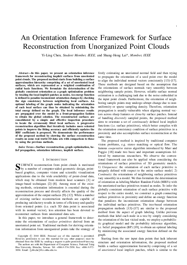 (PDF) An Orientation Inference Framework for Surface Reconstruction From Unorganized Point Clouds