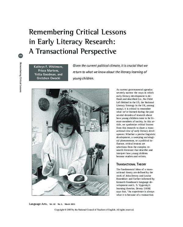 (PDF) Remembering Critical Lessons in Early Literacy Research: A ...