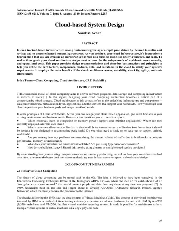 (PDF) Cloud-based System Design