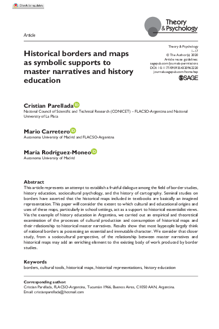 (PDF) Historical borders and maps as symbolic supports to master narratives and history education