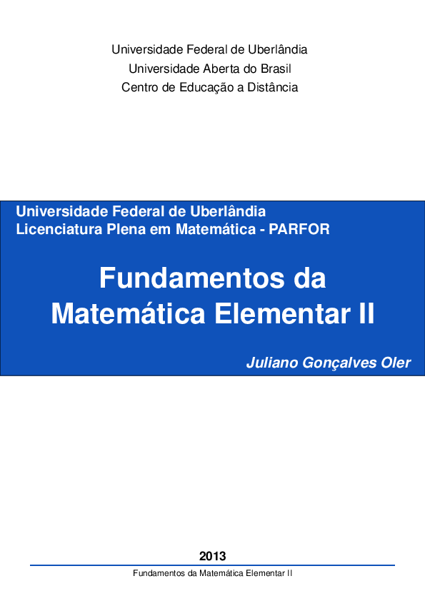 (PDF) Fundamentos da Matemática Elementar II