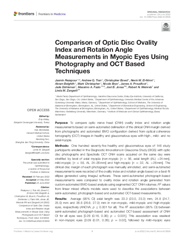 (PDF) Comparison of Optic Disc Ovality Index and Rotation Angle ...