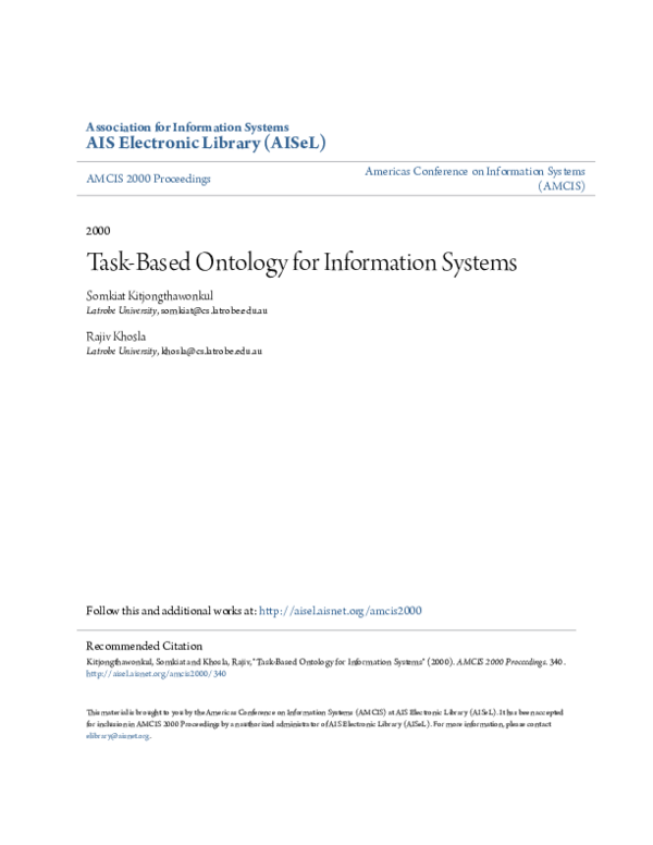 (PDF) Task-Based Ontology for Information Systems