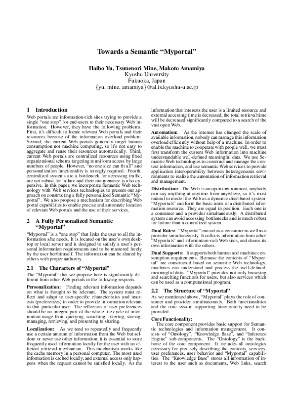(PDF) Towards a semantic myportal
