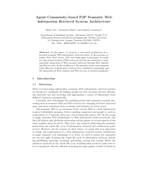 (PDF) Agent-Community-Based P2P Semantic Web Information Retrieval System Architecture