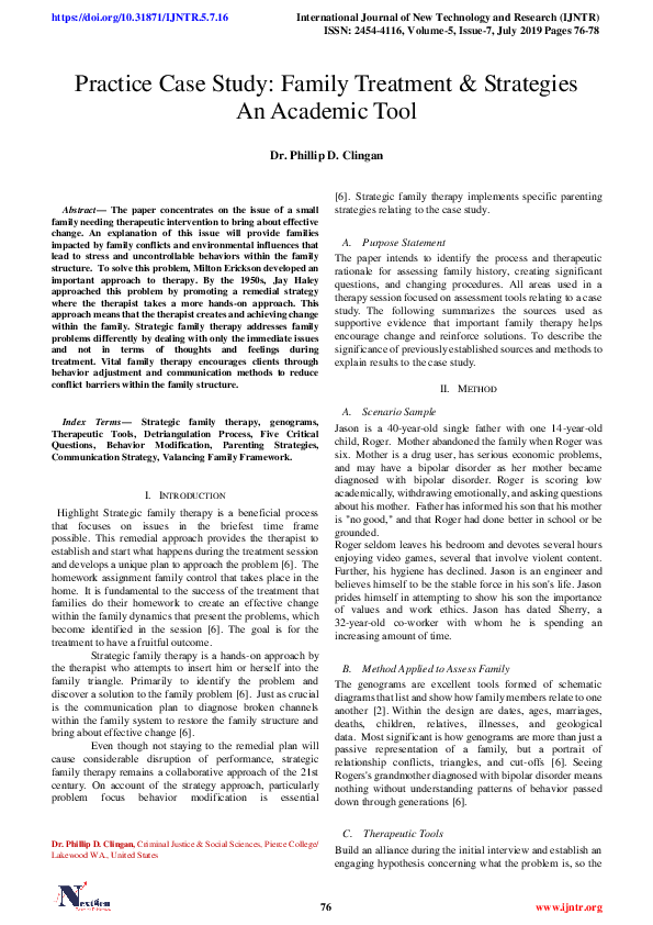 (PDF) Practice Case Study: Family Treatment Strategies An Academic Tool