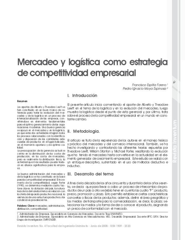 (PDF) Mercadeo y logística como estrategia de competitividad ...