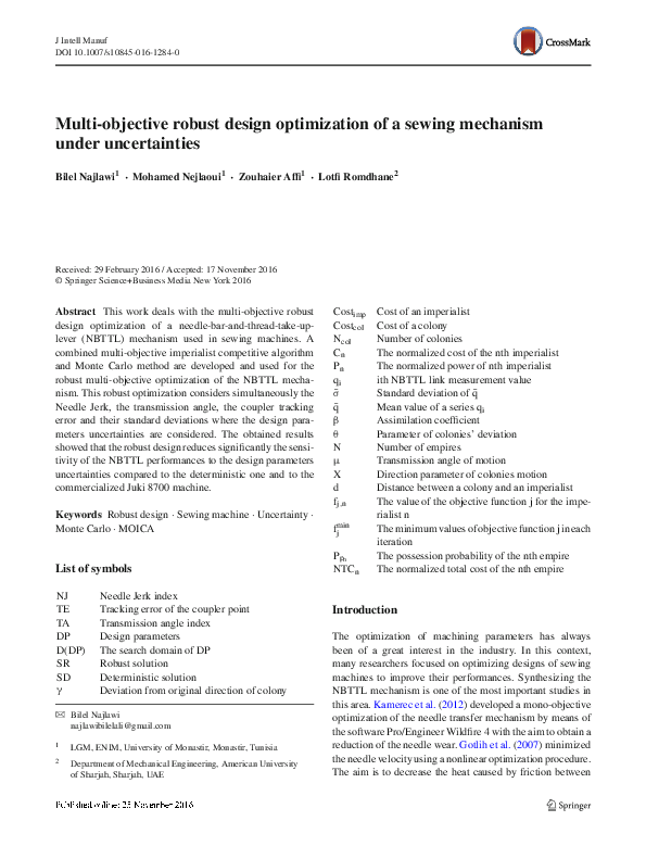 (PDF) Multi-objective robust design optimization of a mechatronic system with uncertain ...