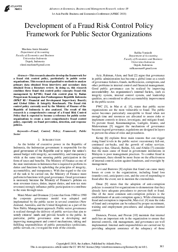 (PDF) Development of a Fraud Risk Control Policy Framework for Public ...