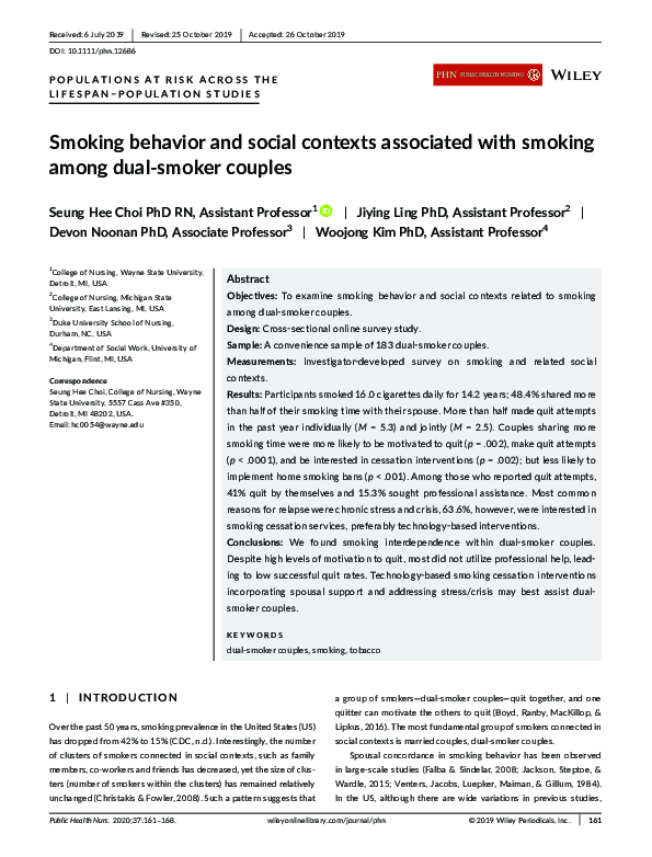 (PDF) Smoking behavior and social contexts associated with smoking ...