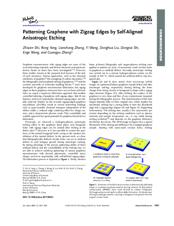 (PDF) Patterning Graphene with Zigzag Edges by Self-Aligned Anisotropic ...